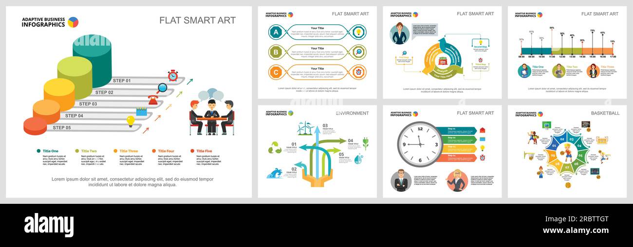 Colorful diagrams set for presentation slide templates Stock Vector ...