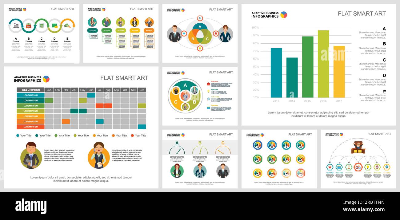 Colorful planning or management concept infographic charts set Stock ...