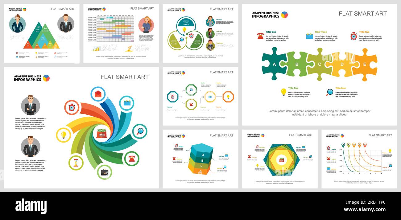 Colorful finance and analytics concept infographic charts set Stock ...