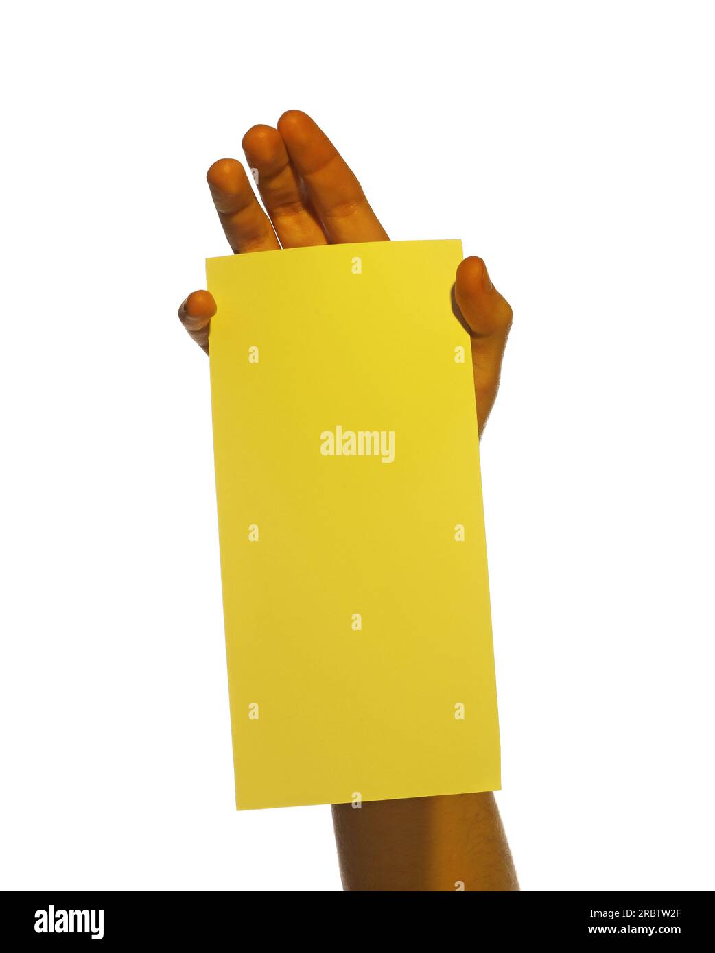 Man holding flyer on white background, closeup and space for text ...