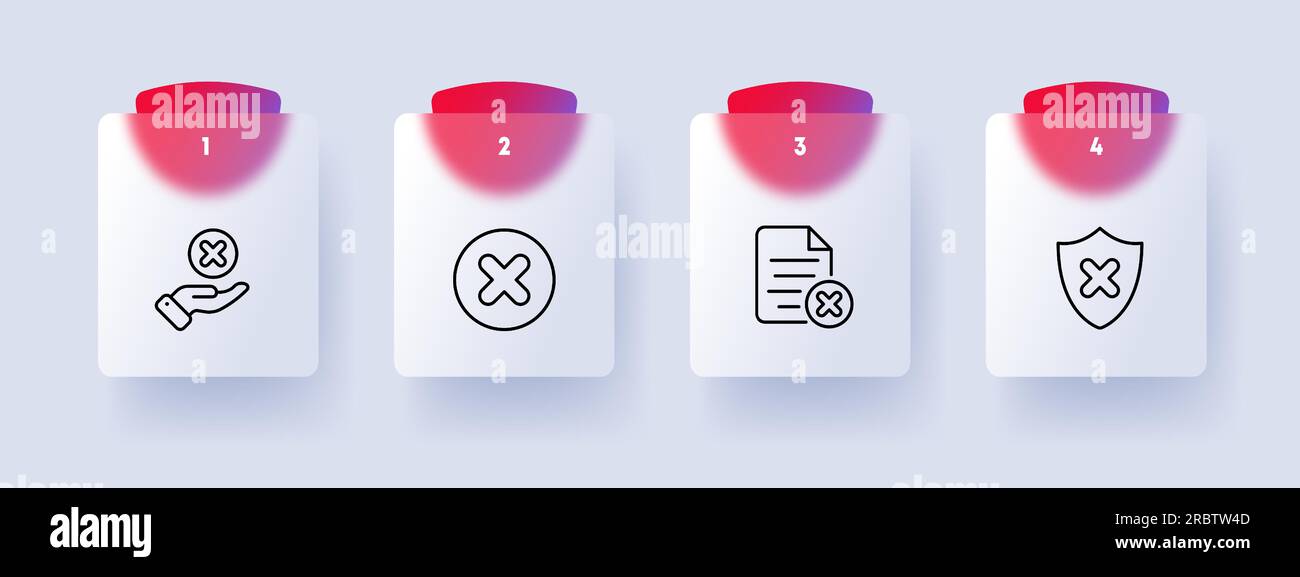 Cancel line icon. Cross, hand, file, shield, rejection, prohibition ...