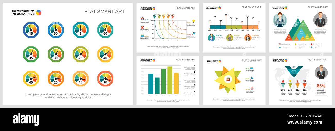 Colorful analytics or logistics concept infographic charts set Stock ...