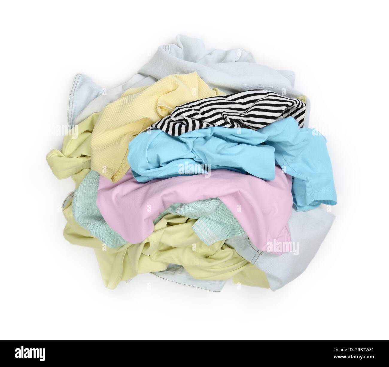 Pile of clothes isolated on white, top view Stock Photo - Alamy