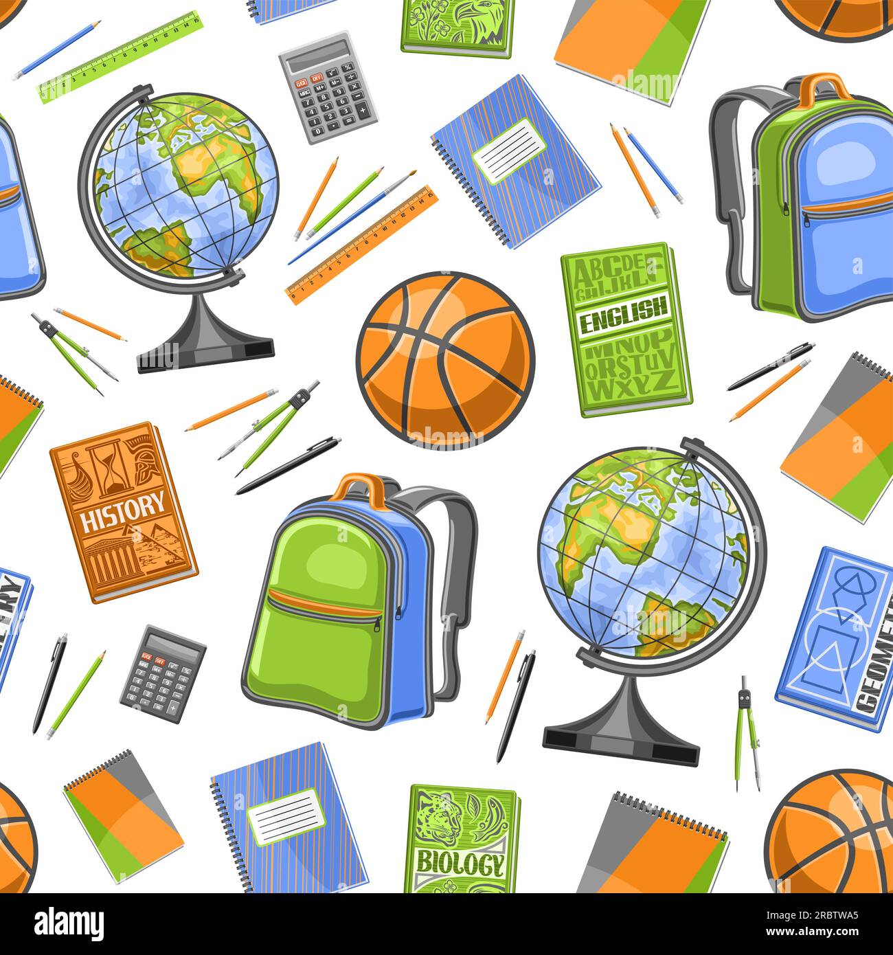 Vector School Seamless Pattern, decorative repeating background with ...