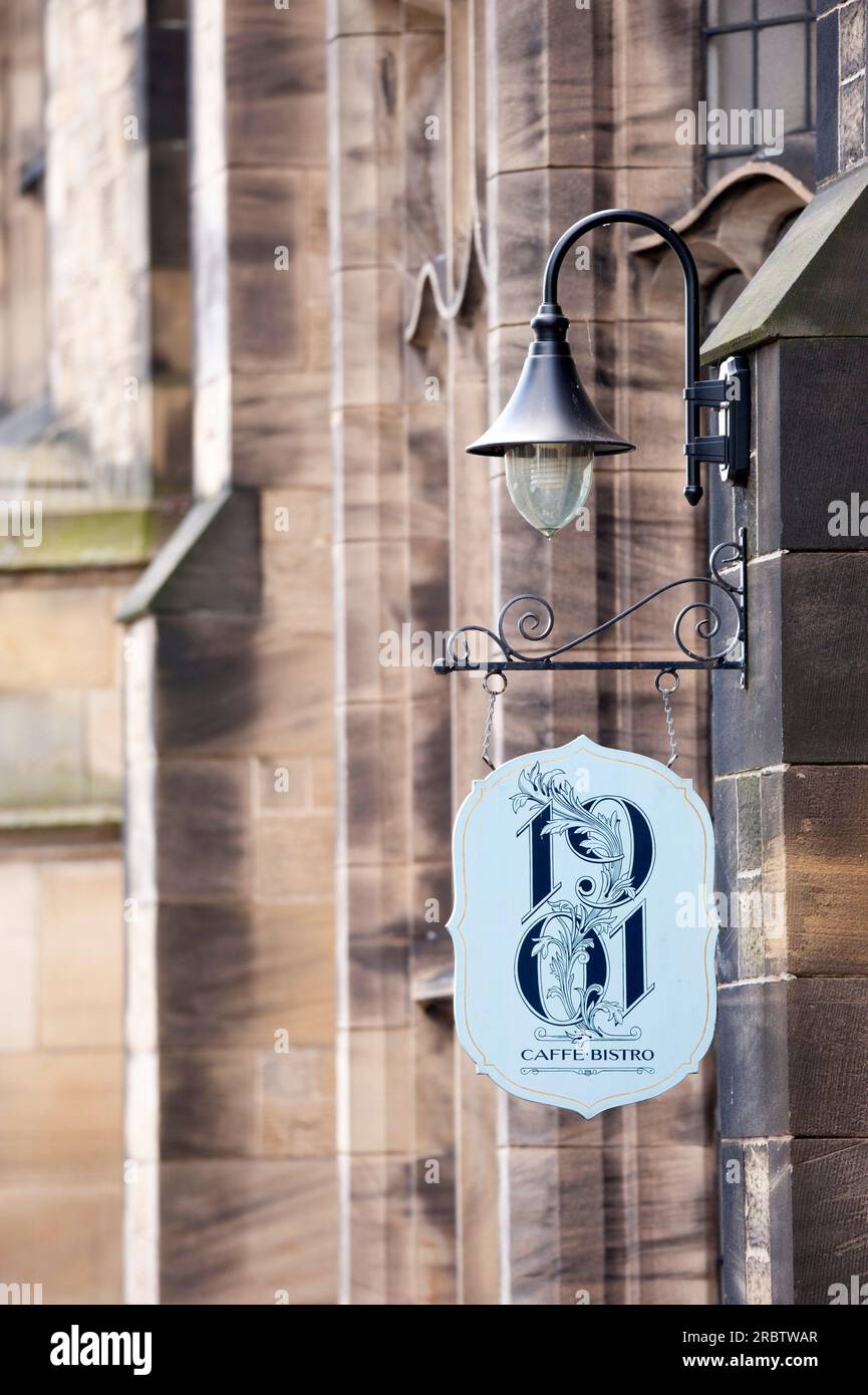 Sign for Caffe 1901,St George's Terrace, Jesmond, Tyne and Wear Stock ...