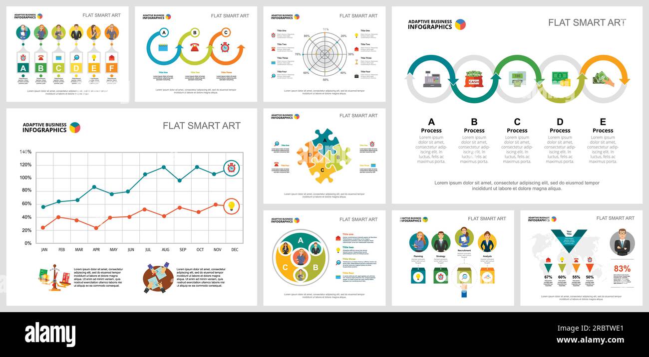 Colorful partnership or planning concept infographic charts set Stock ...