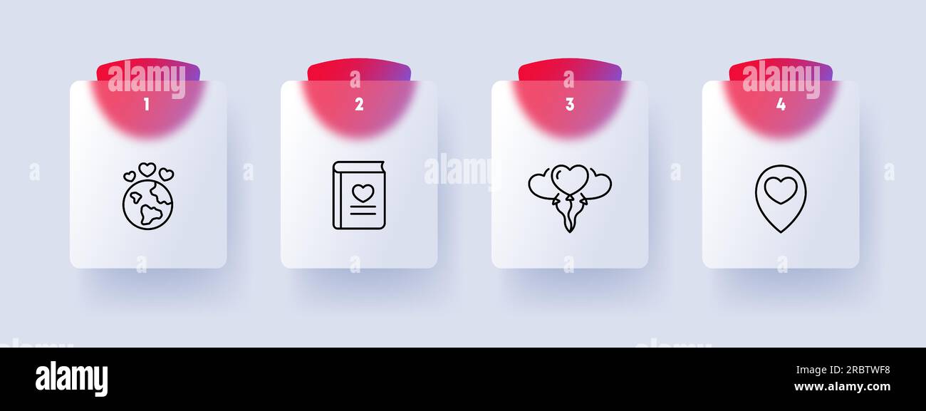 Heart line icon. Valentine's Day, book, planet, feelings, balloons, GPS ...