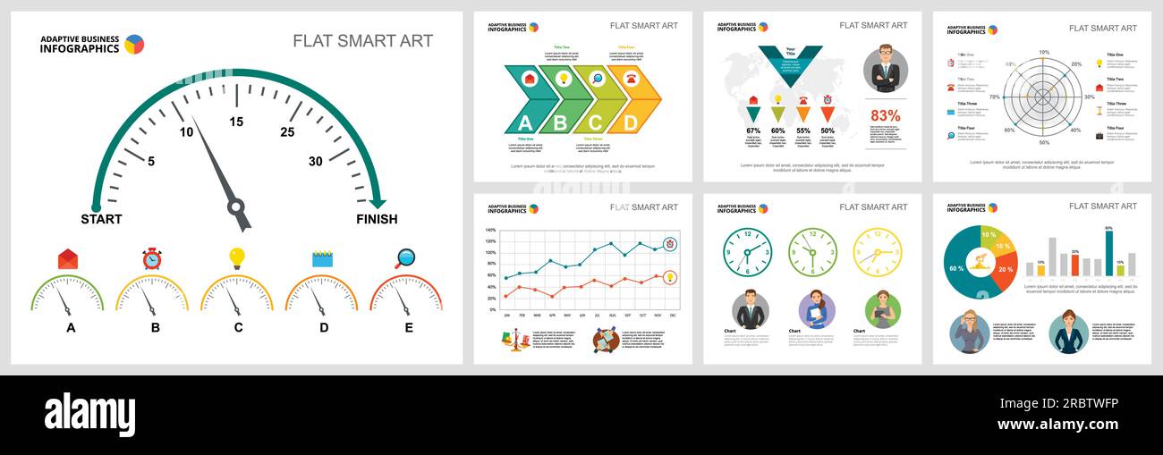 Colorful analysis charts set for presentation slide templates Stock ...