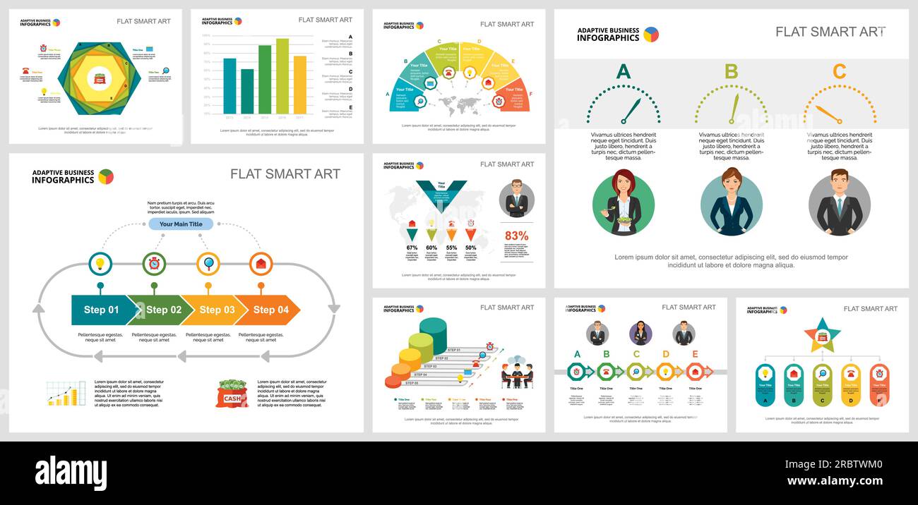 Colorful marketing or planning concept infographic charts set Stock ...
