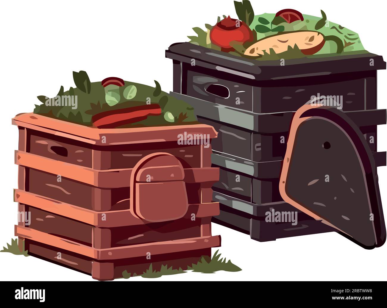 organic compost in wooden basket Stock Vector Image & Art - Alamy