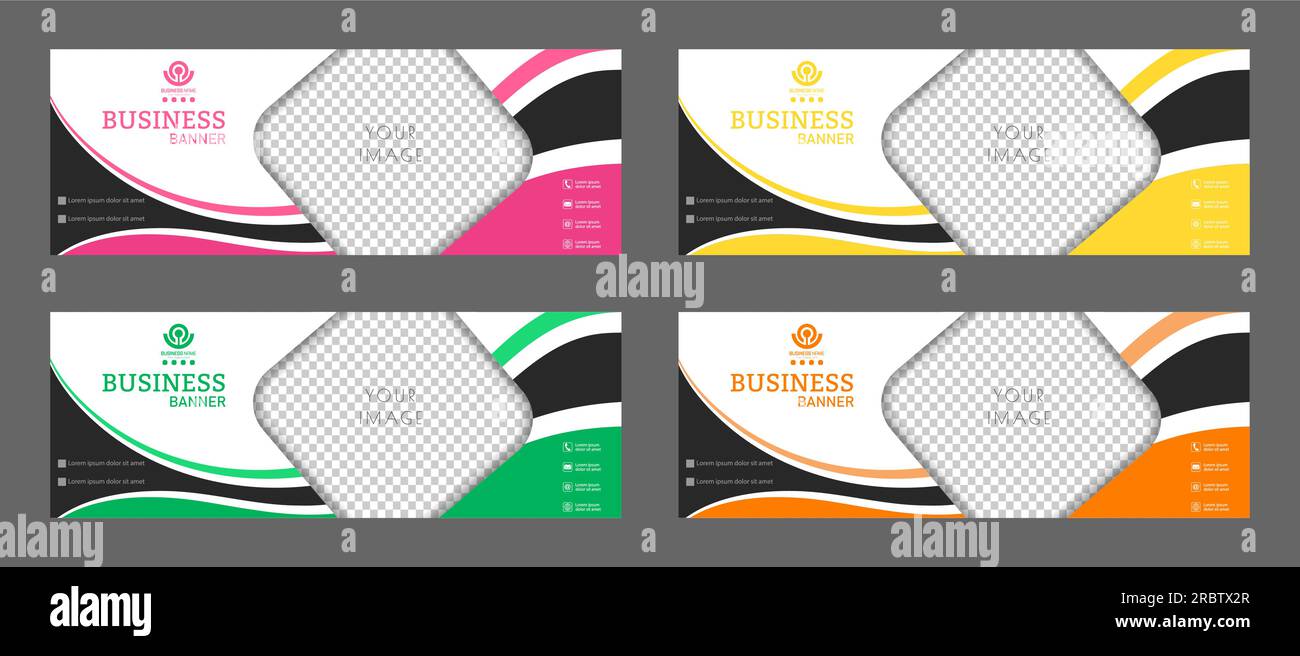 Layout for a business banner. A set of colored horizontal templates ...