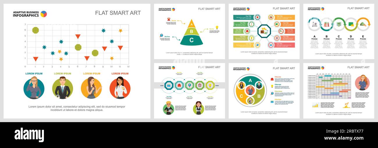 Colorful marketing or production concept infographic charts set Stock ...