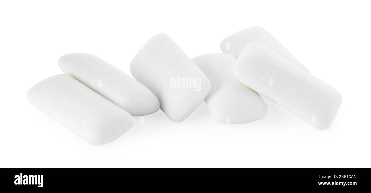 Pile of tasty chewing gums on white background Stock Photo - Alamy