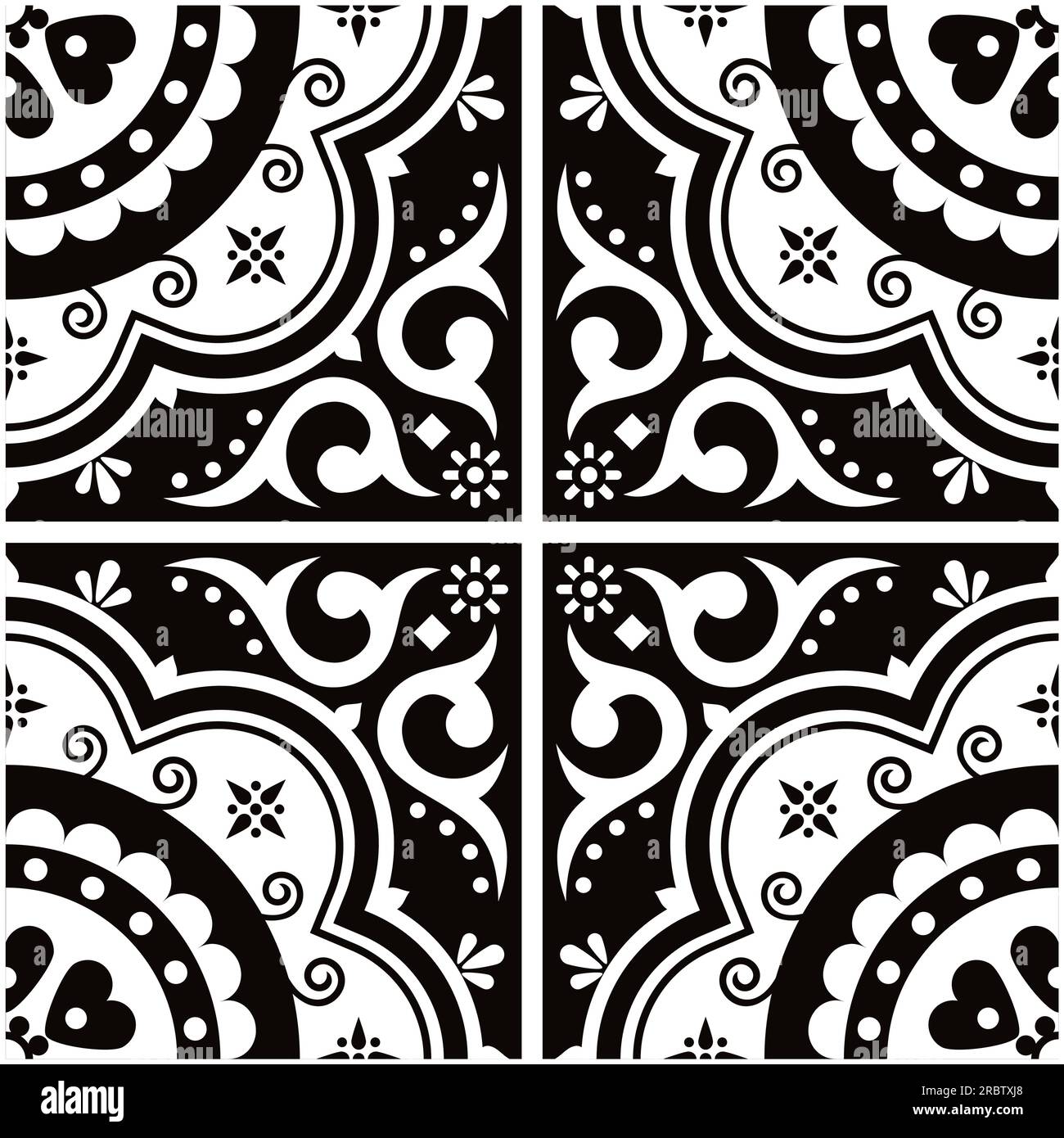 Flower motif mosaic floor tiles Stock Vector Images - Alamy