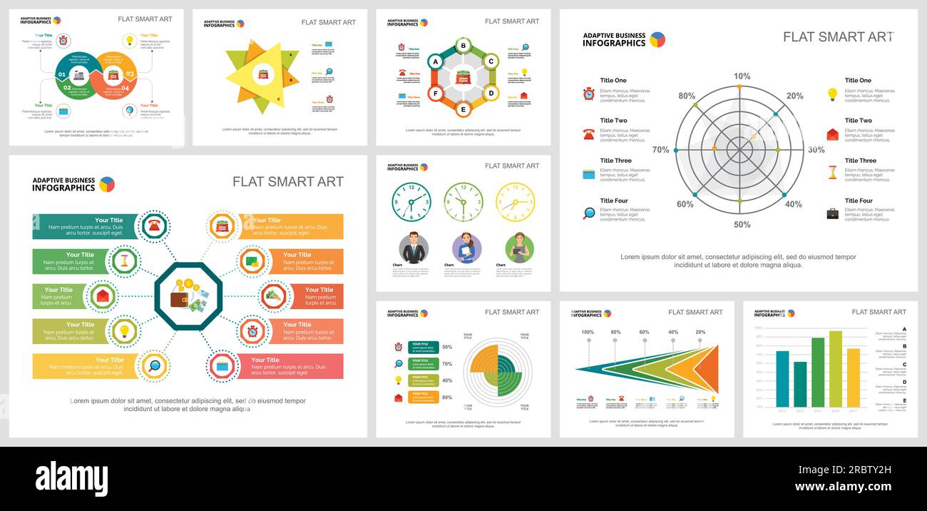 Colorful analysis or statistics concept infographic charts set Stock ...