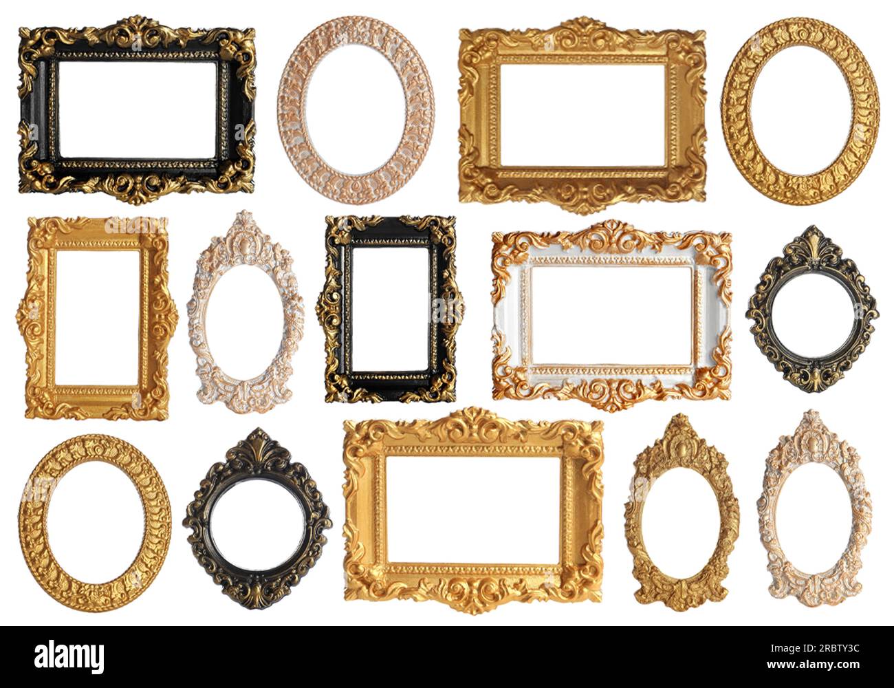 Set of different old fashioned frames on white background Stock Photo ...
