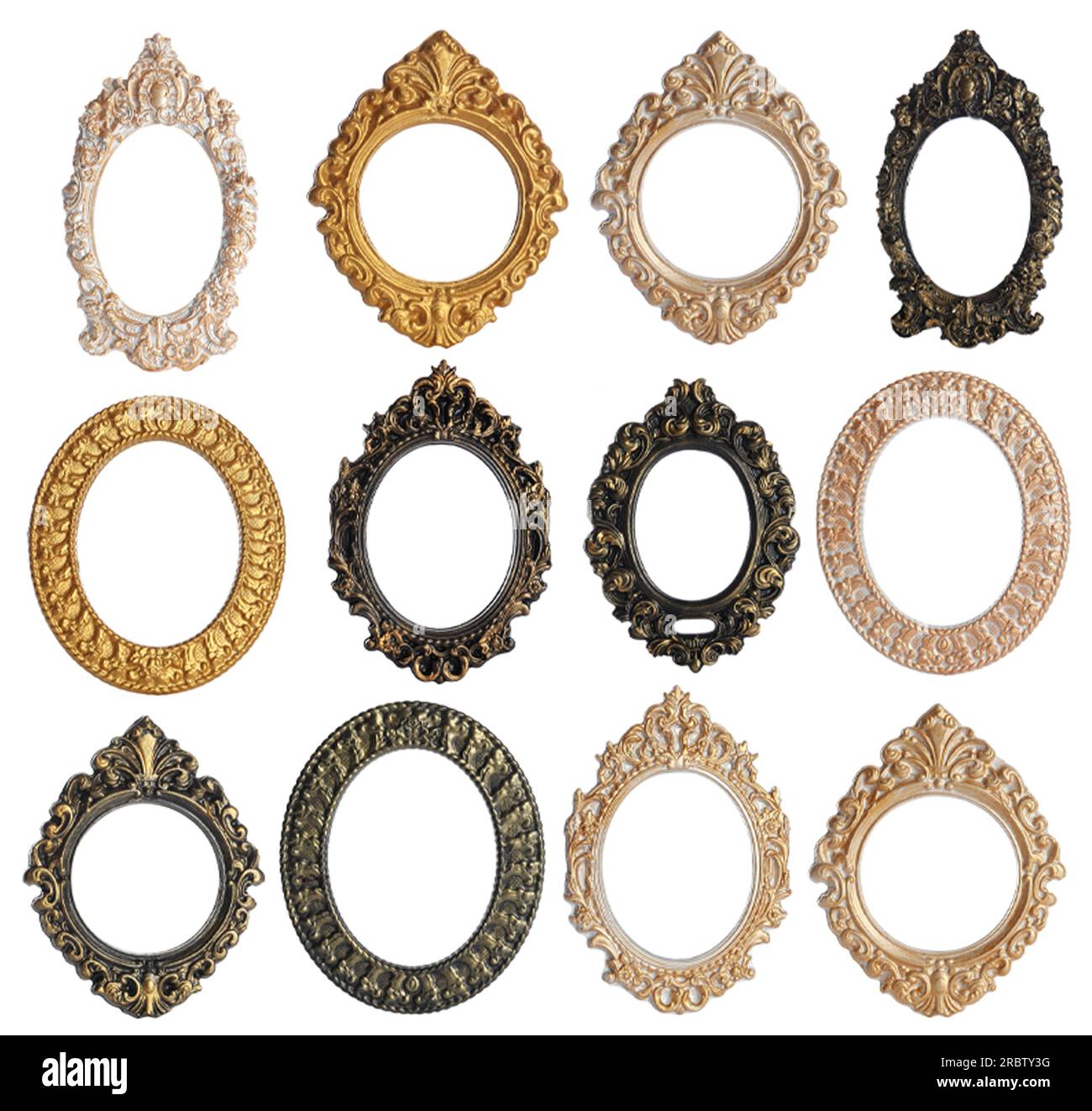 Set of different old fashioned frames on white background Stock Photo ...