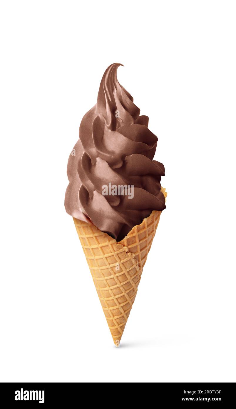 Chocolate soft serve ice cream cone Cut Out Stock Images & Pictures - Alamy