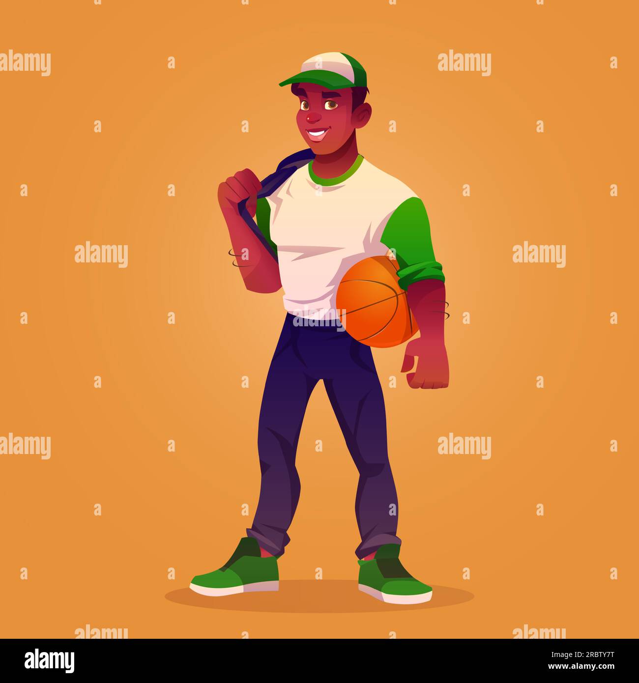 Sport basketball man player vector illustration. One handsome male ...