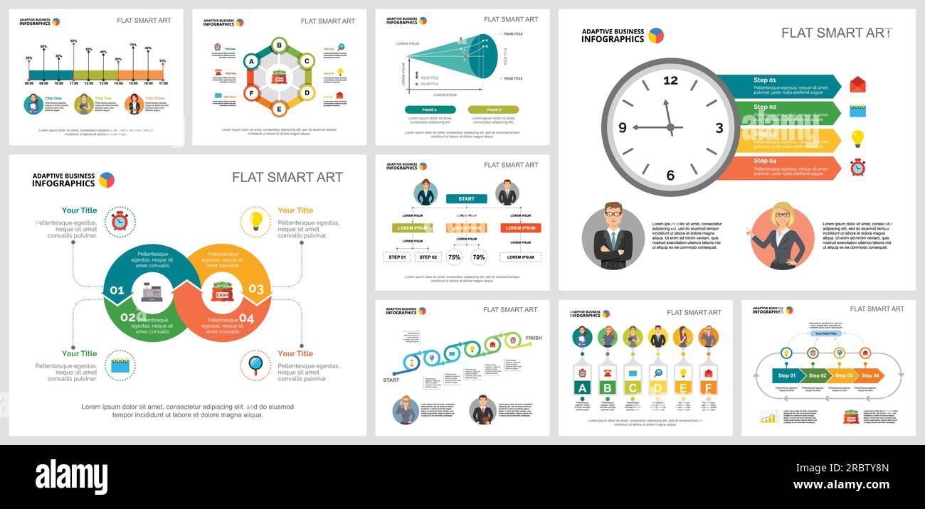 Colorful business planning infographic charts set Stock Vector Image ...