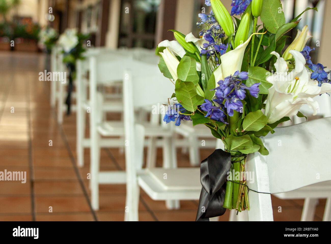 Floral designs of wedding aisle to show the area is ready Stock Photo ...