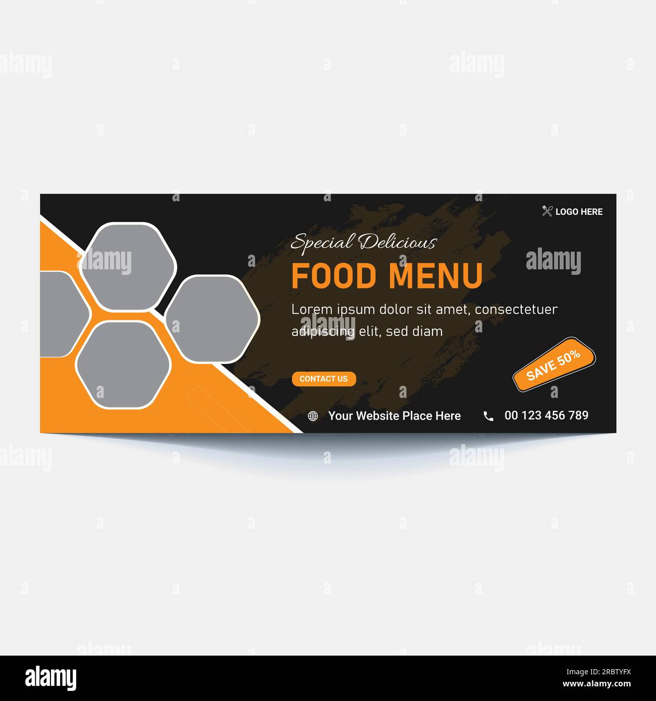 Restaurant food menu social media marketing web banner. Pizza, burger ...