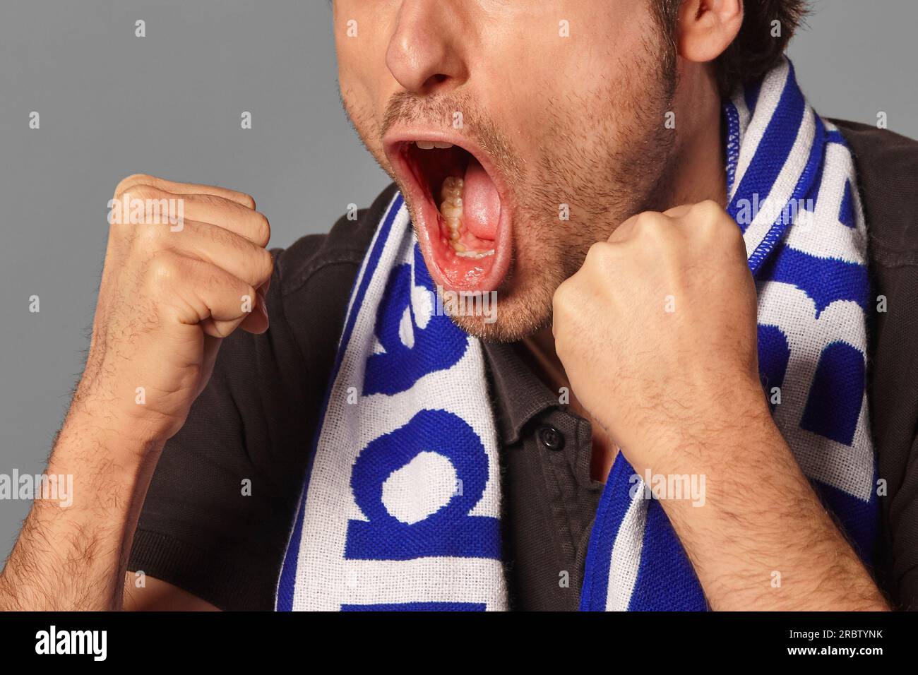 Soccer club supporter celebrating a goal. Vibrant fan expression ...