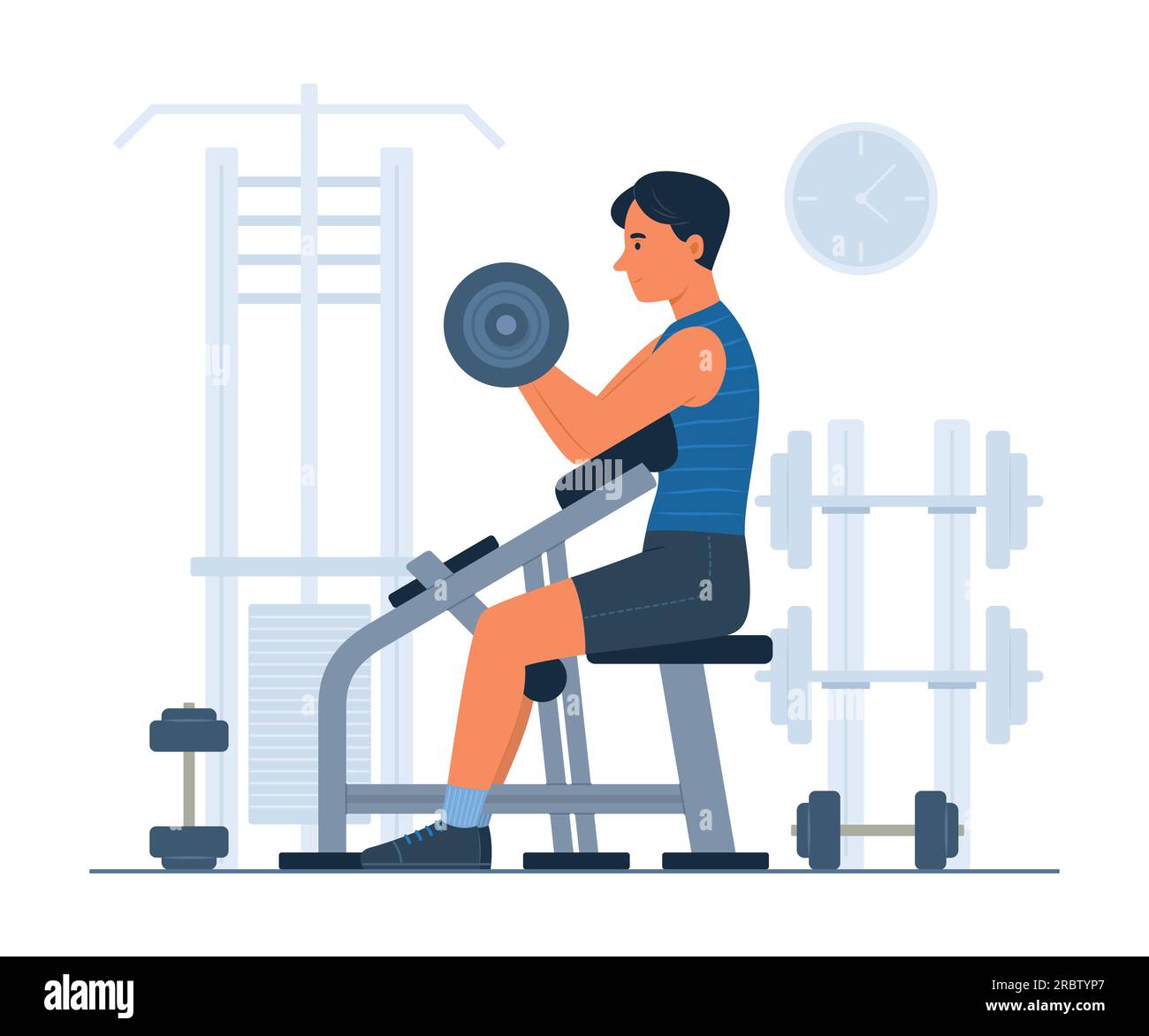 Teen boy gym workout Stock Vector Images - Alamy