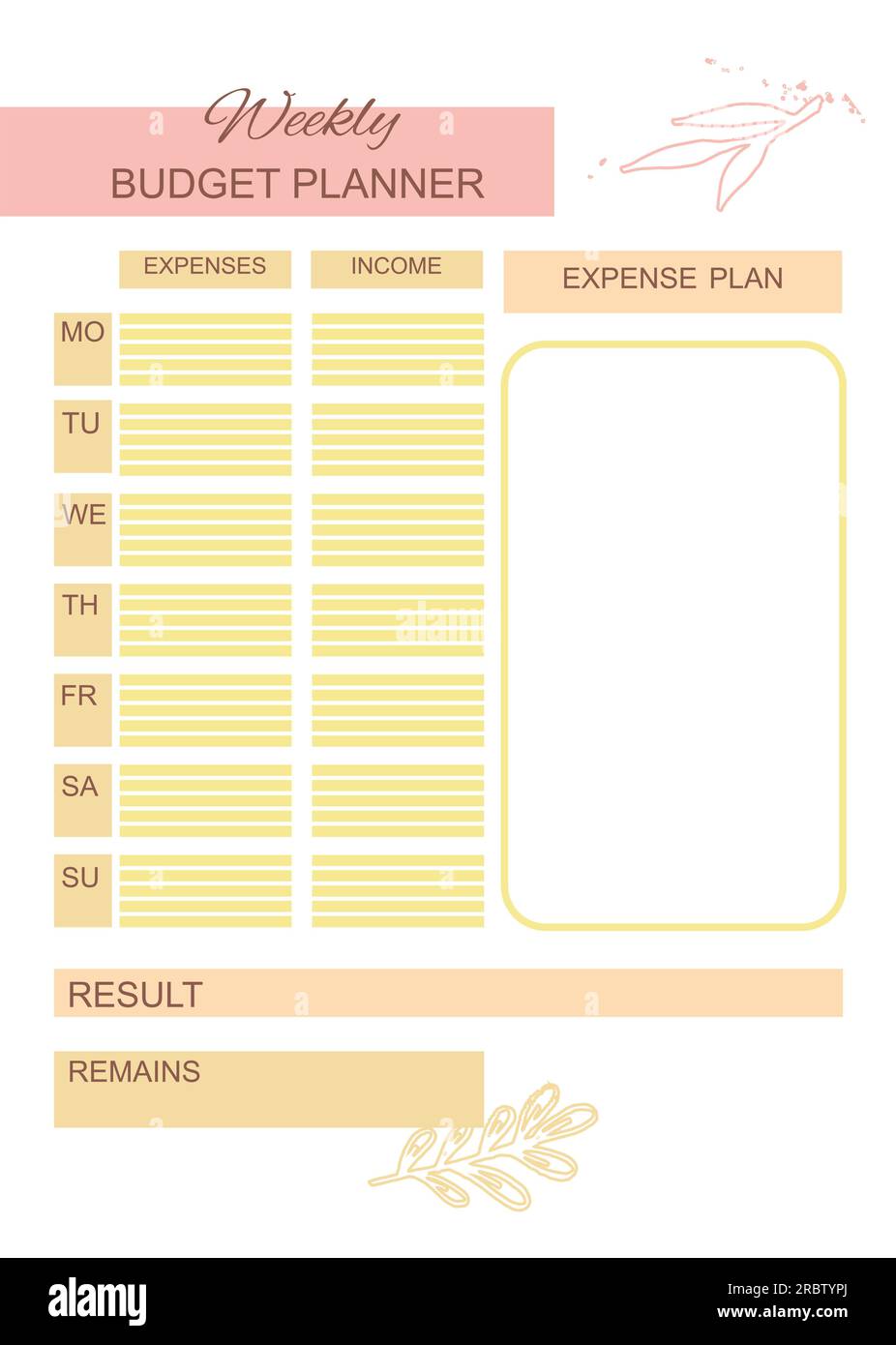 weekly budget planner in pastel colors, expenses, income Stock Vector ...