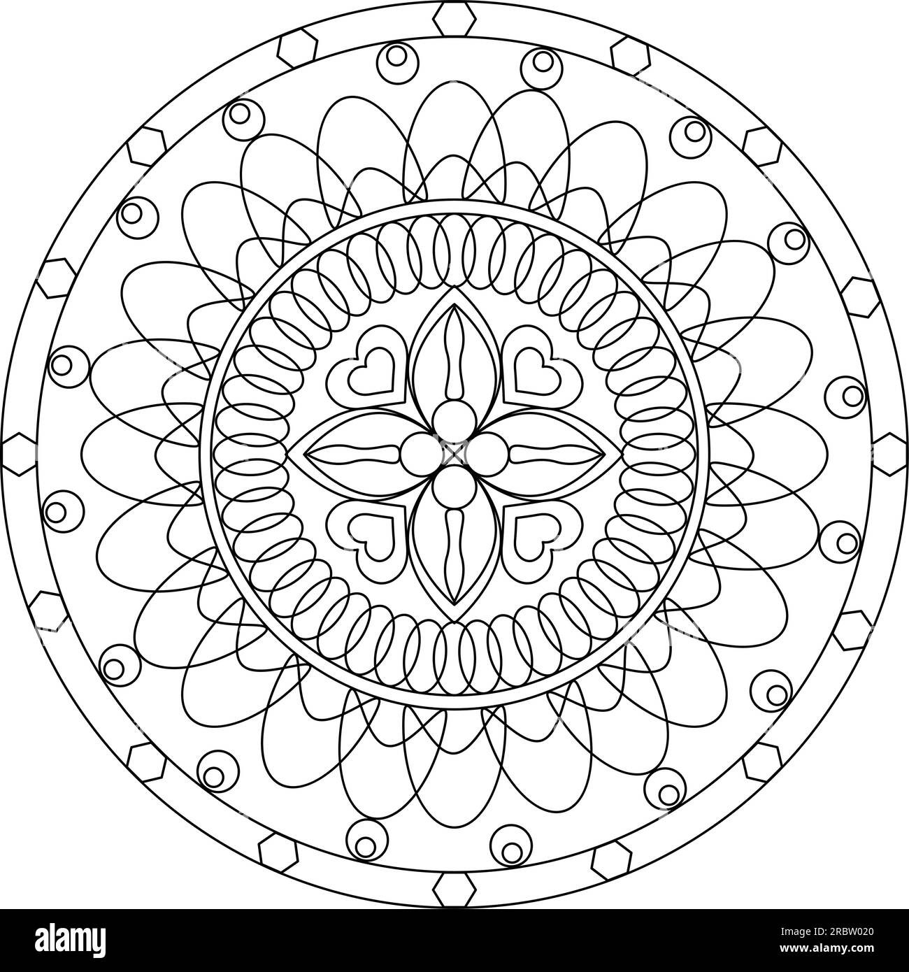 Isolated colorless mandala pattern drawing Vector Stock Vector Image ...