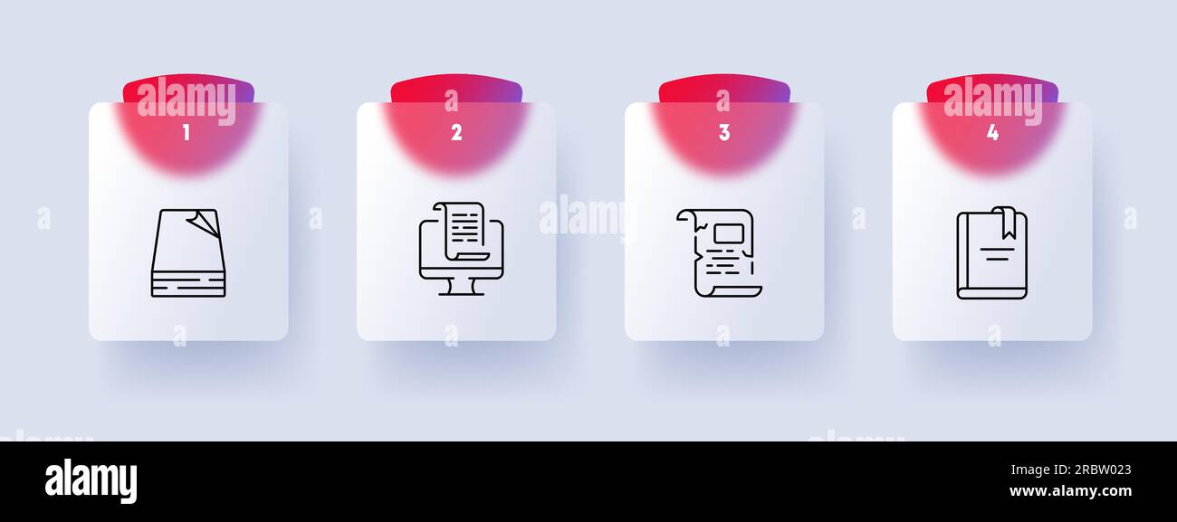 Online learning line icon. Monitor, study, scroll, TV, bookmark book ...