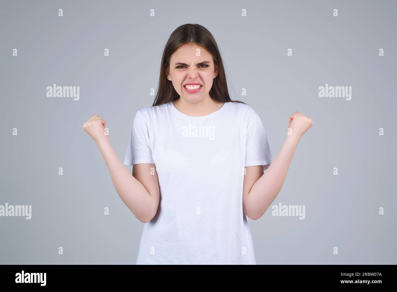 Furious woman. Woman with angry expression. Angry hateful girl furious ...
