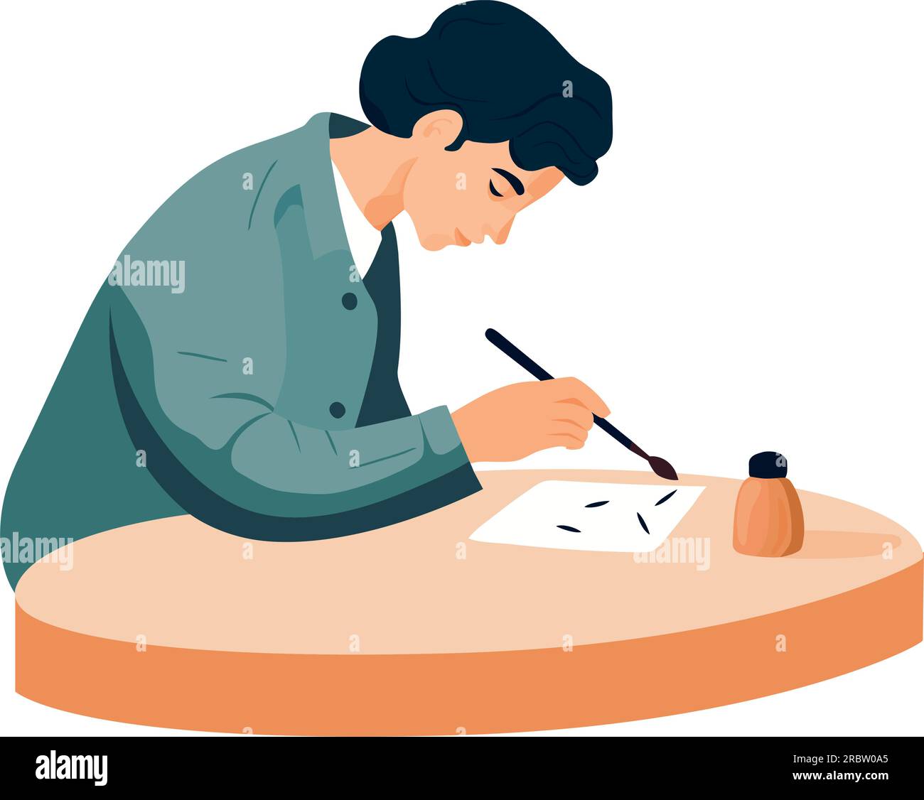 Successful businessman working at desk Stock Vector Image & Art - Alamy