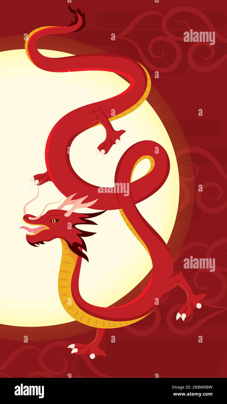 Cute Chinese Dragon Drawing Isolated Cute Chinese Dragon Character On