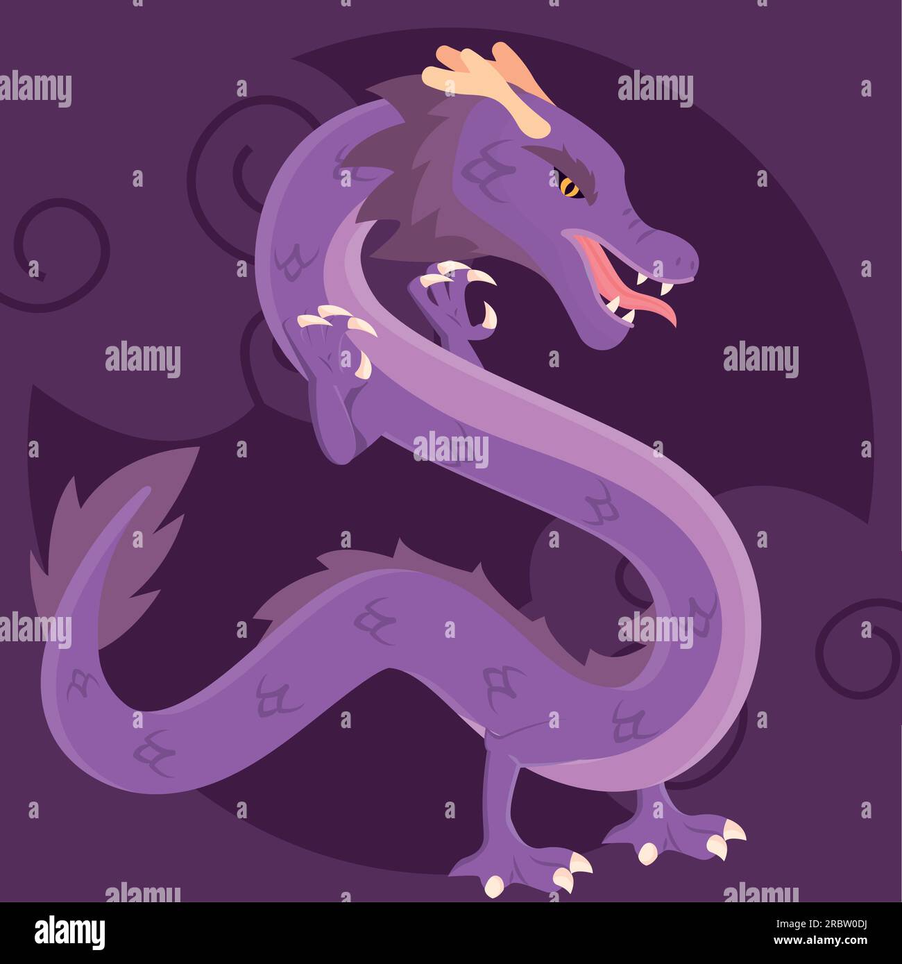 Isolated cute chinese dragon character on asian template Vector Stock ...