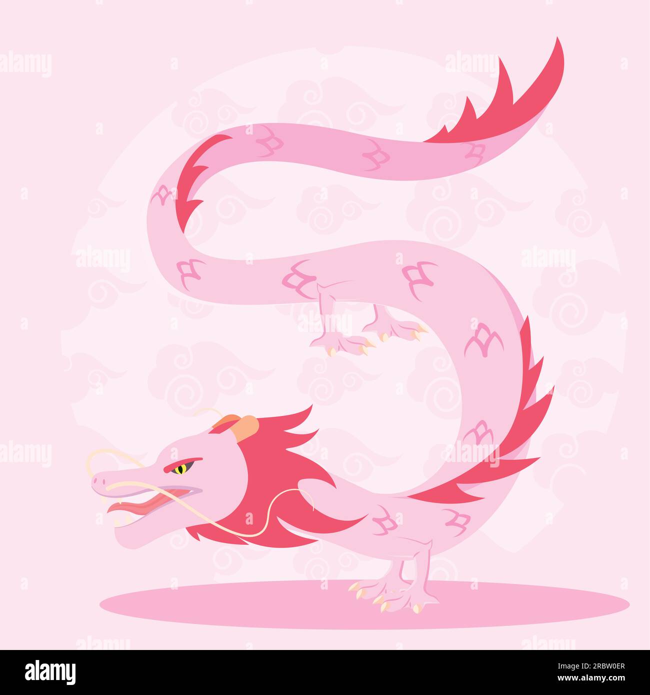 Isolated cute chinese dragon character on asian template Vector Stock ...