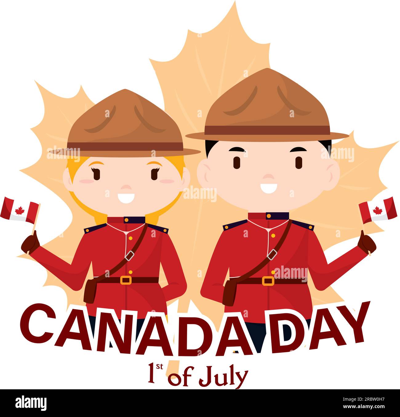 Happy Canada day poster Pair of forest ranger characters Vector Stock ...
