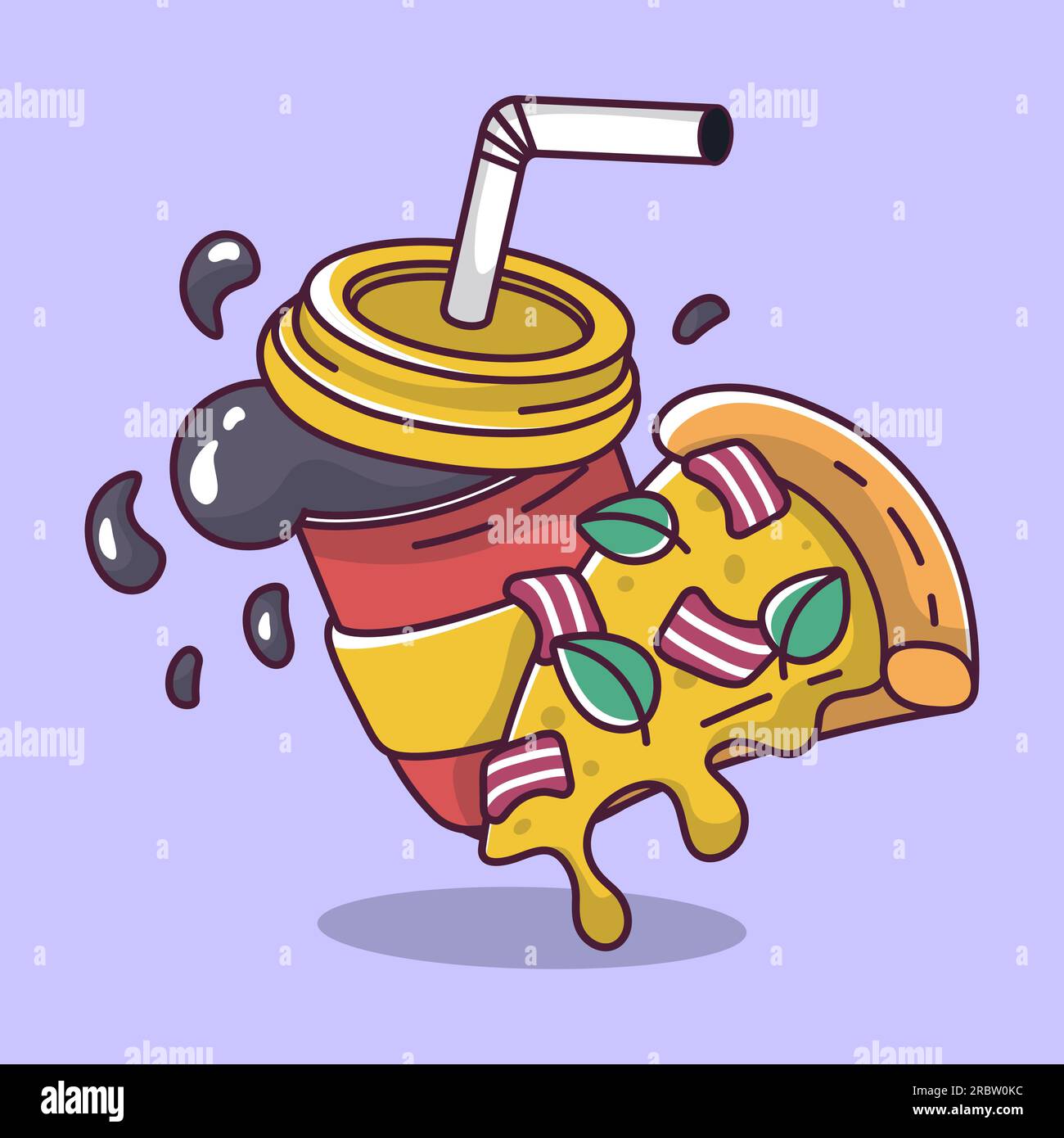 slice of pizza and cola cartoon style Stock Vector Image & Art - Alamy