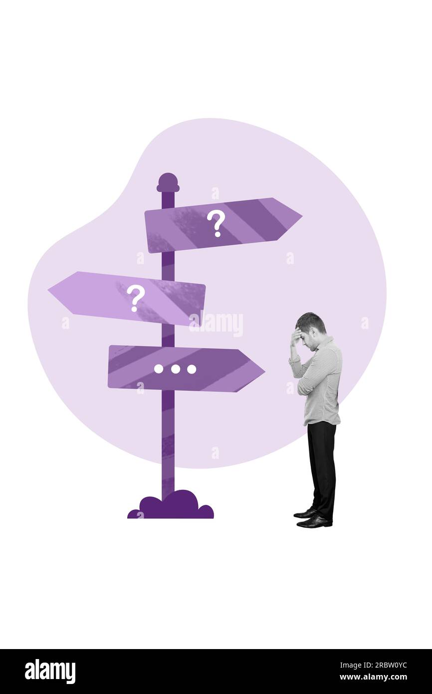 Collage vertical template illustration of young businessman stressed ...