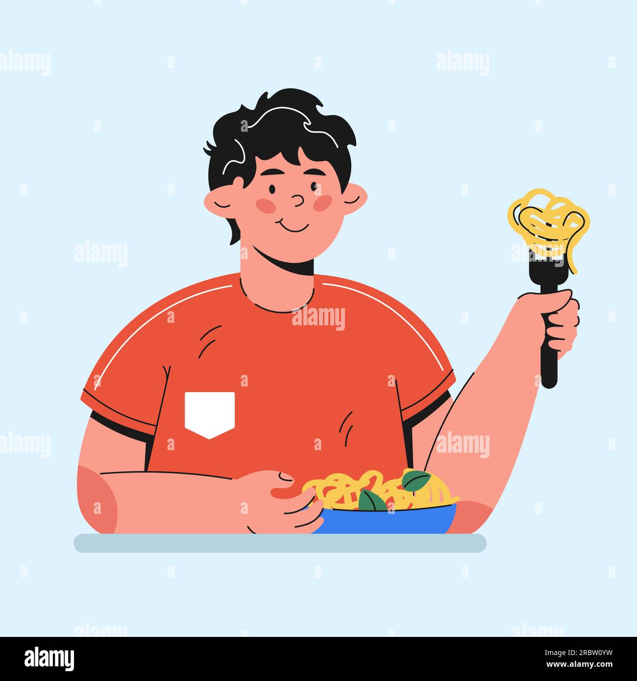 Eating pasta cartoon hi-res stock photography and images - Alamy