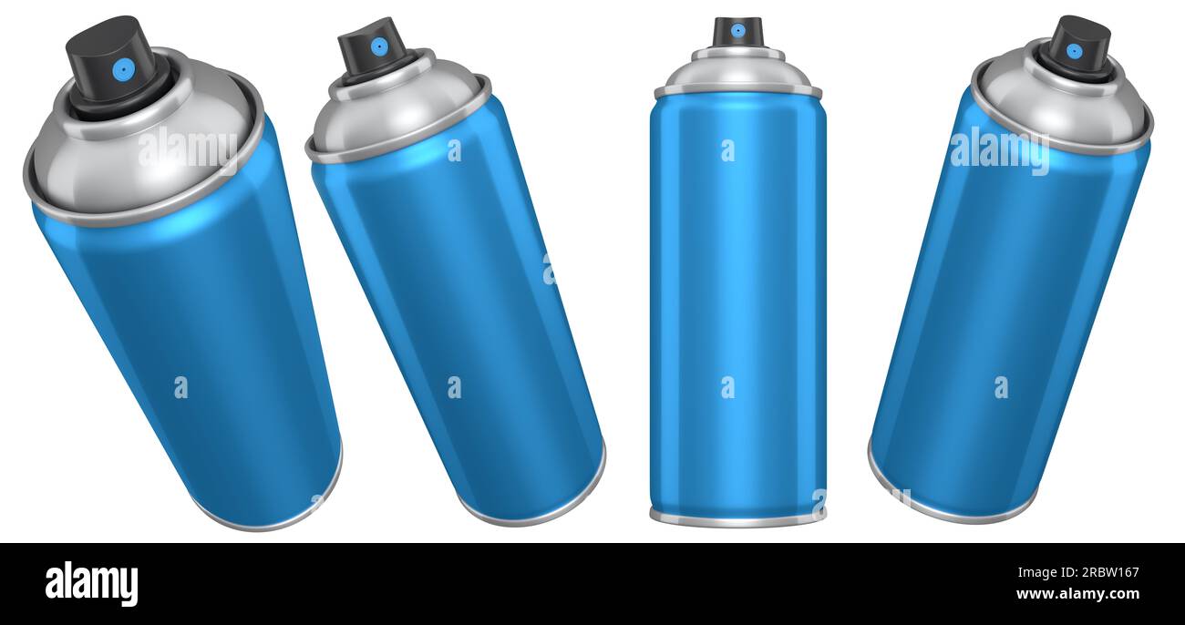Set of cans of spray paint isolated on white background. 3d render ...