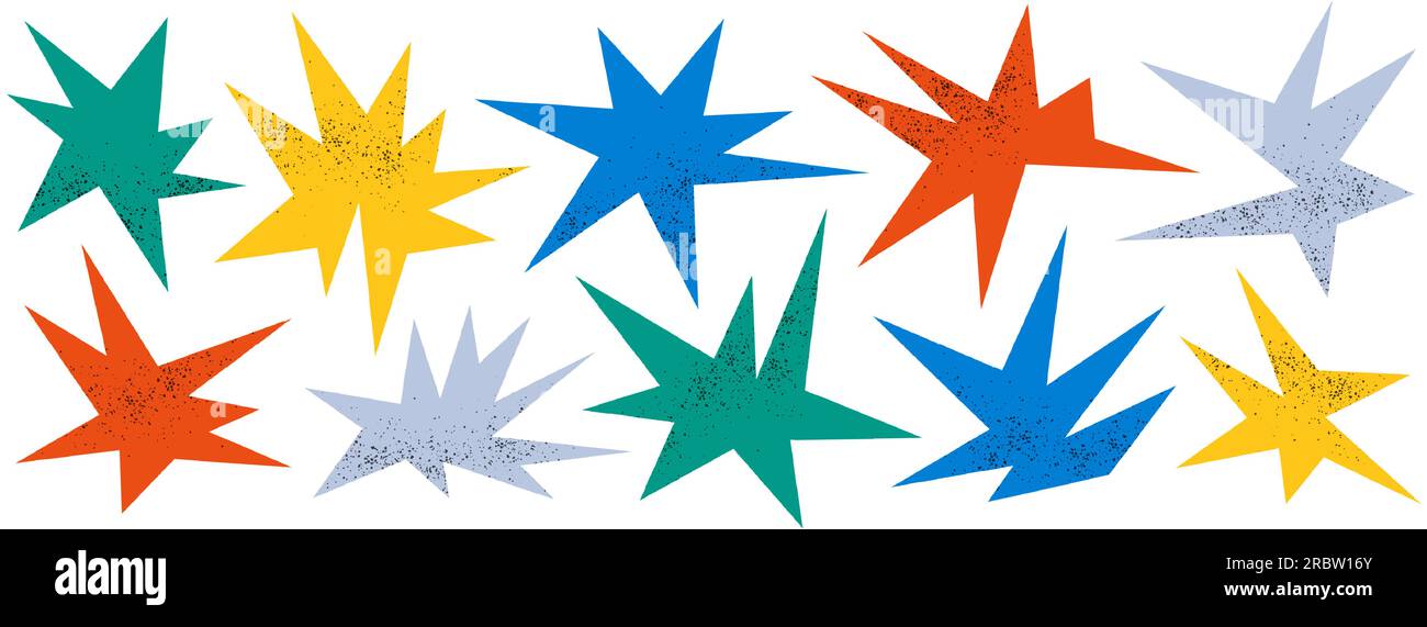 Colorful textured irregular sharp shapes set. Abstract bright geometric ...