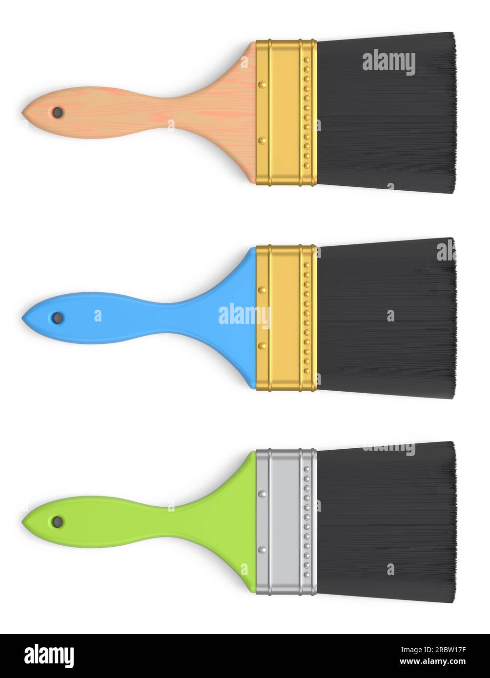 Set of paint bristle brushes for repair work and construction isolated ...