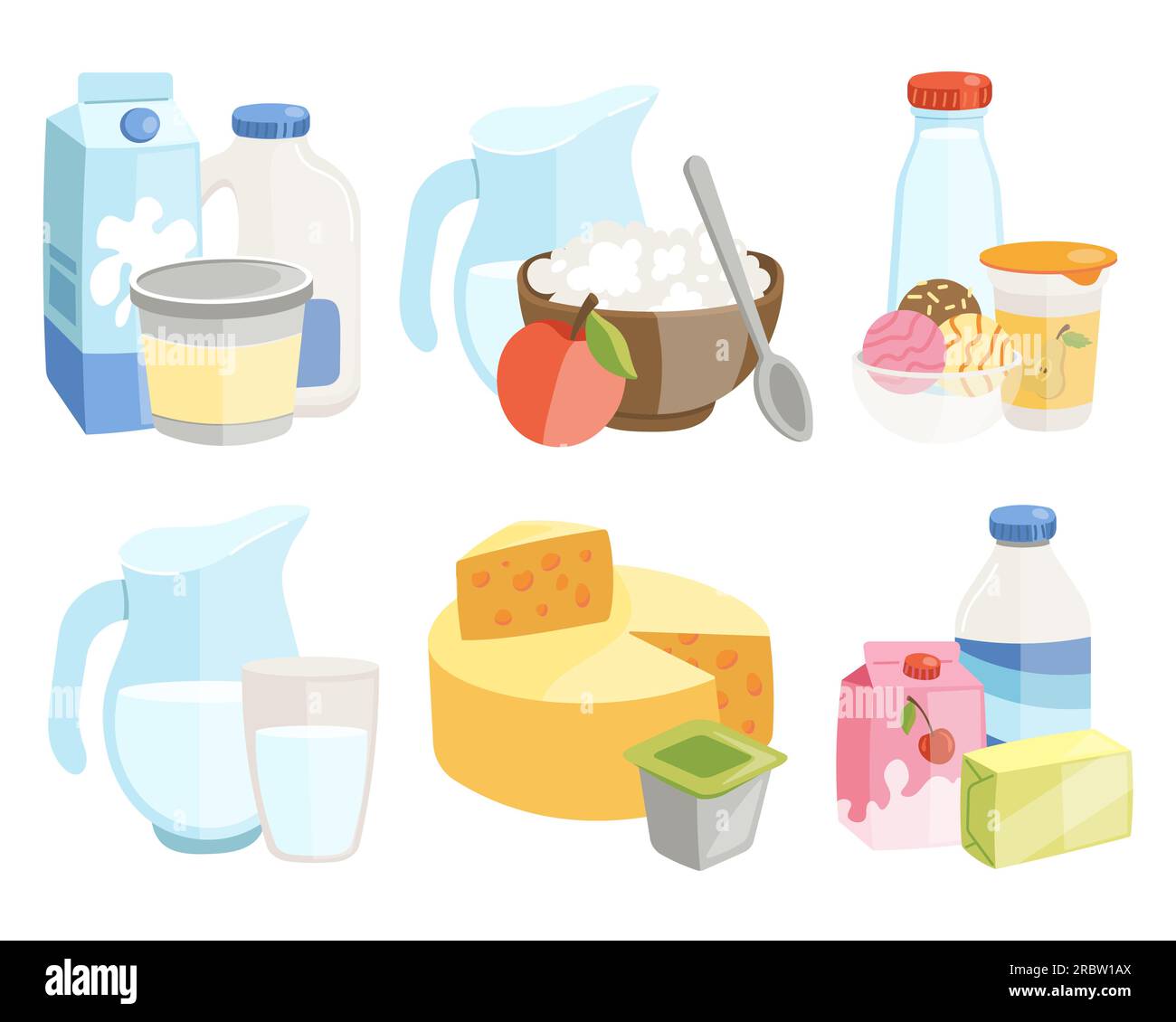 Collection tasty dairy products Cut Out Stock Images & Pictures - Alamy