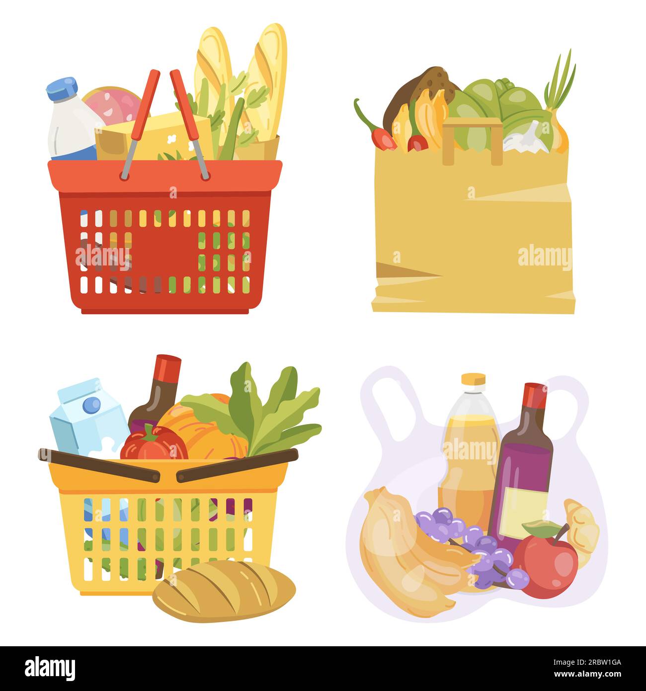 Grocery Basket Cartoon at Toby Wise blog