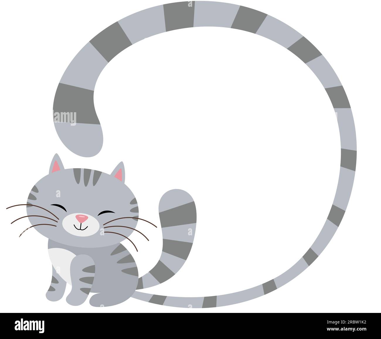 Cute happy gray cat round frame Stock Photo - Alamy