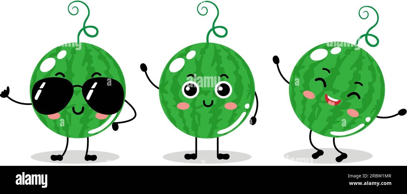 Set of three funny watermelon mascots Stock Photo - Alamy