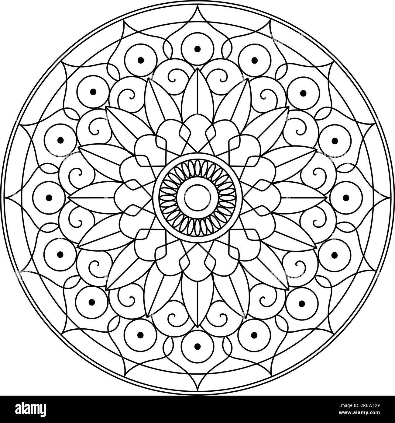Isolated colorless mandala pattern drawing Vector Stock Vector Image ...