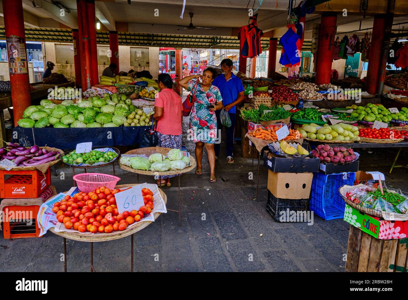 Mauritius, Grand Port district, Mahebourg, the fruit and vegetable ...