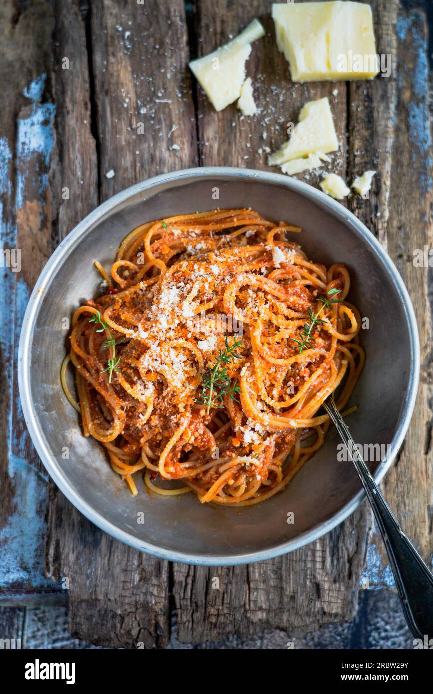 Classic Italian Spaghetti with cheese Stock Photo - Alamy